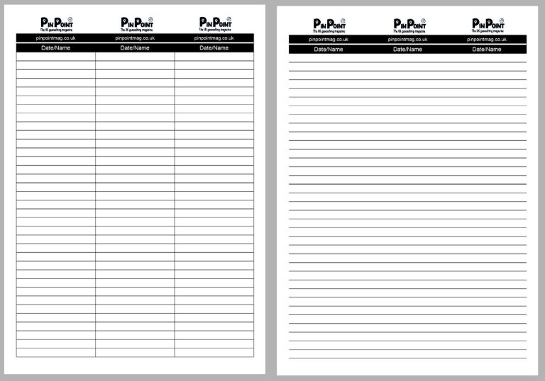 Printable Log Sheets - PinPoint Magazine