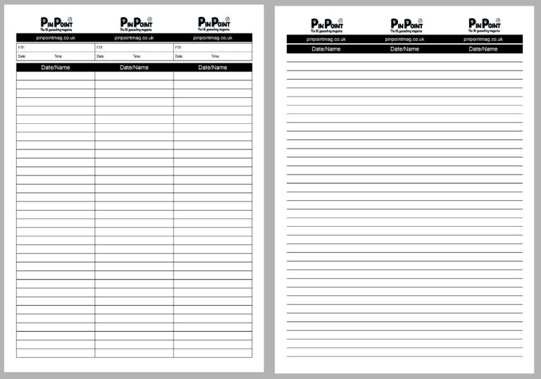 Printable Log Sheets - PinPoint Magazine