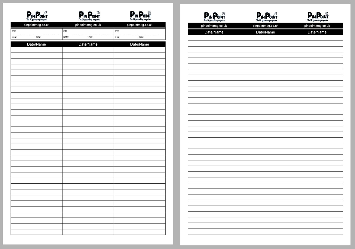 Printable Log Sheets - PinPoint Magazine