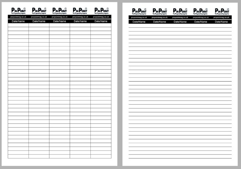Printable Log Sheets - PinPoint Magazine