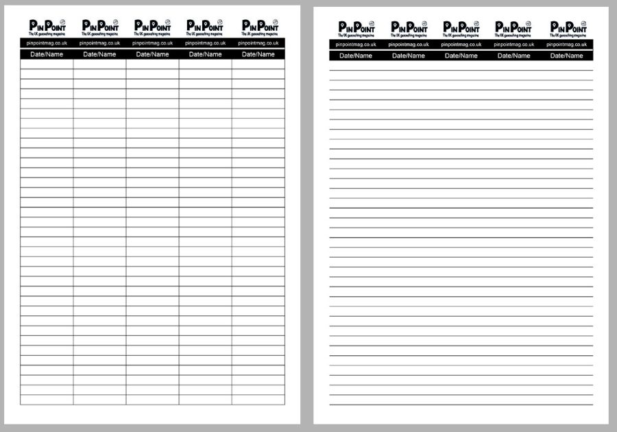 Printable Log Sheets - PinPoint Magazine