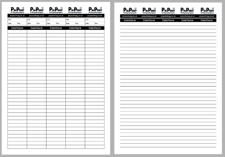 Printable Log Sheets - PinPoint Magazine